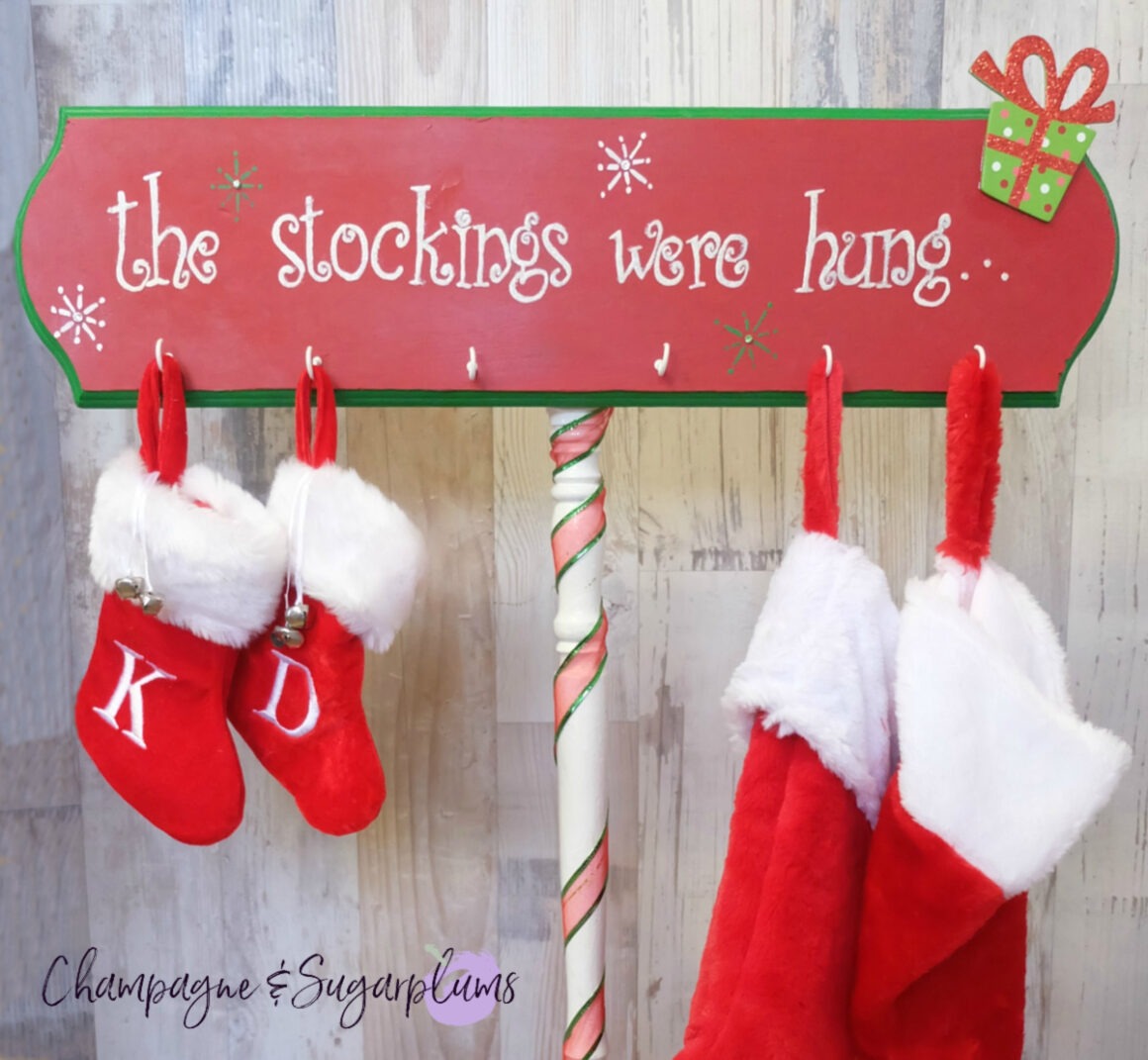 DIY Christmas Stocking Holder - Champagne and Sugarplums