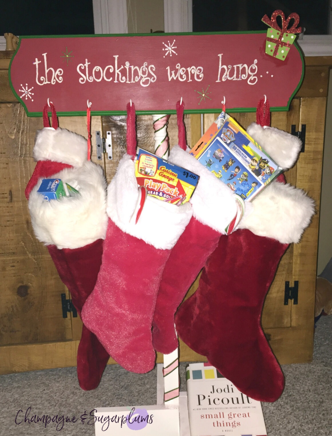 DIY Christmas Stocking Holder - Champagne and Sugarplums