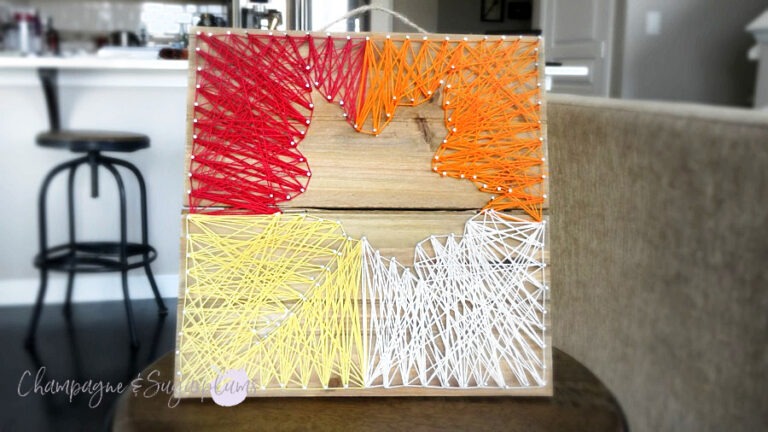 Leaf String Art in a Thanksgiving Rainbow - Champagne and Sugarplums