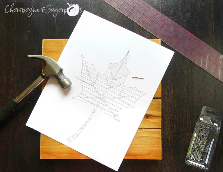 Leaf String Art in a Thanksgiving Rainbow - Champagne and Sugarplums