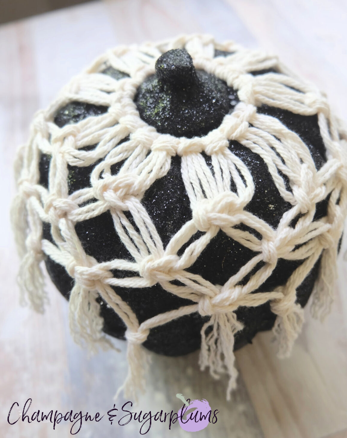 How to Make a Macrame Pumpkin Cover - Champagne and Sugarplums