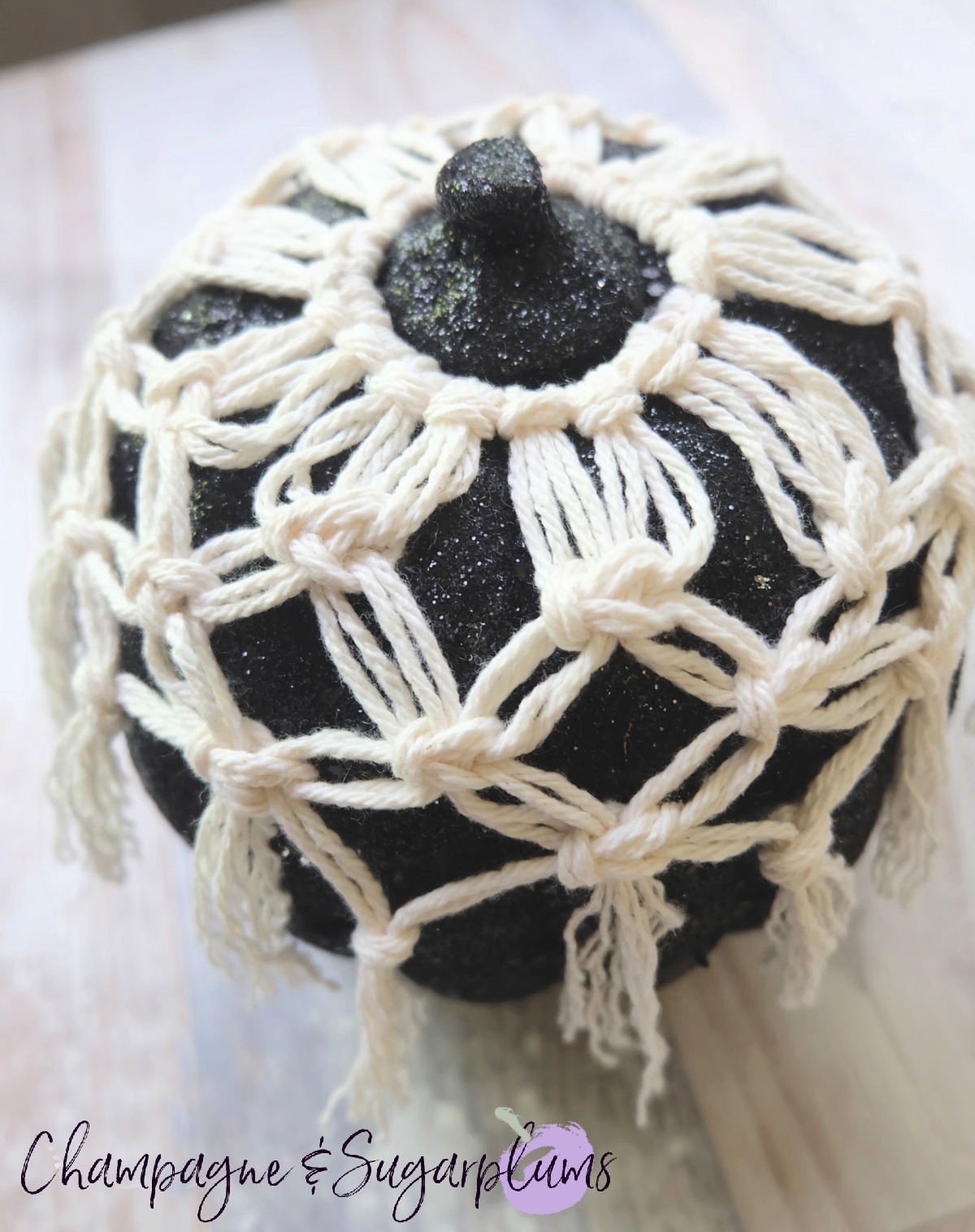 How to Make a Macrame Pumpkin Cover - Champagne and Sugarplums