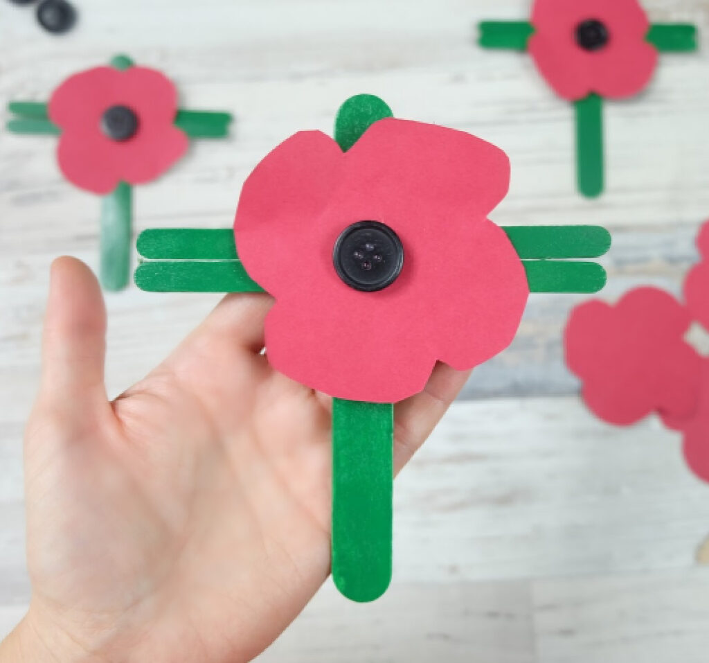 Popsicle Stick Poppy Kids Craft - Champagne and Sugarplums