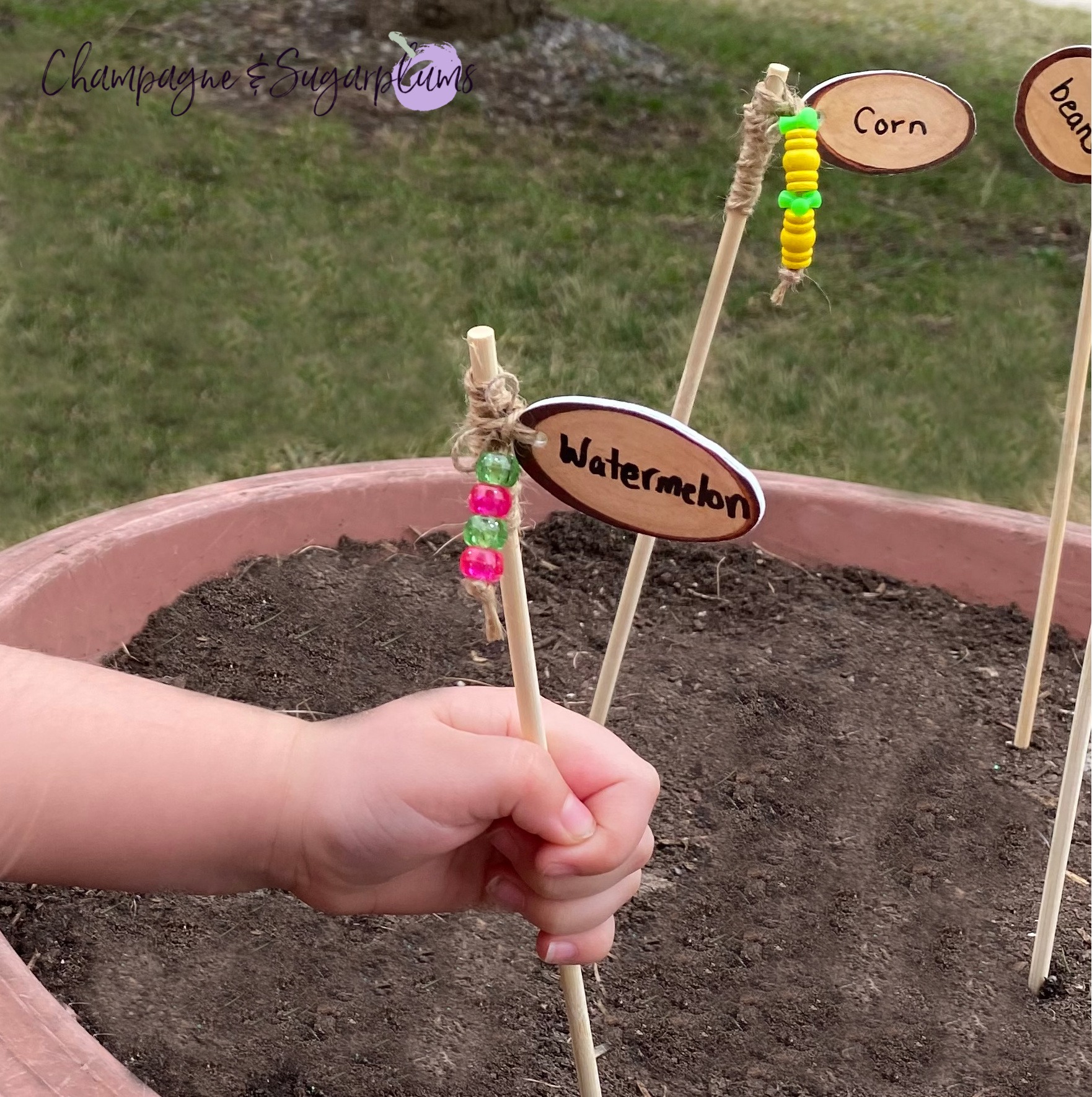 Easy Garden Markers for Kids to Make - Champagne and Sugarplums