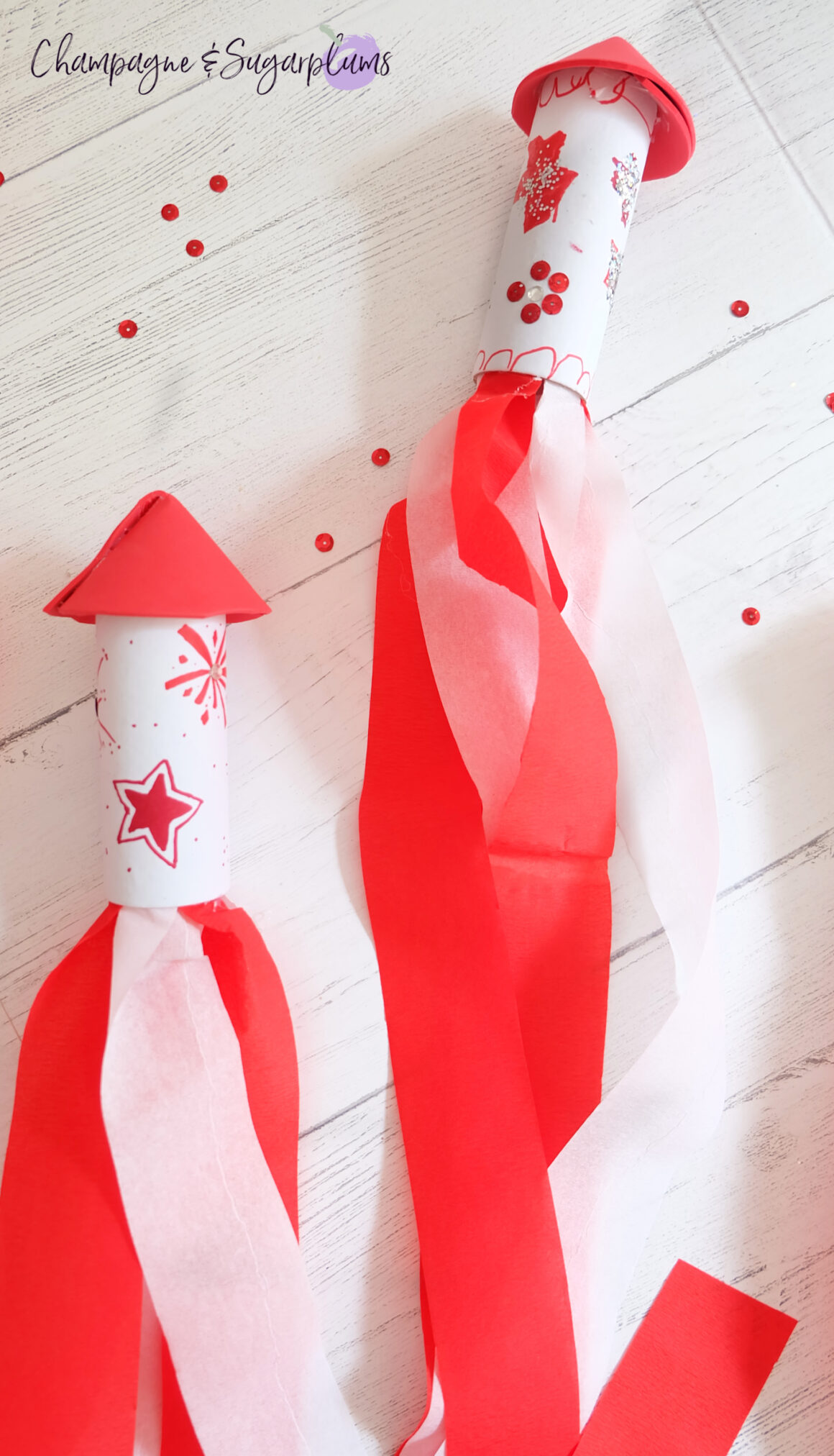 Fun Canada Day Rocket Windsock Kids Craft - Champagne and Sugarplums