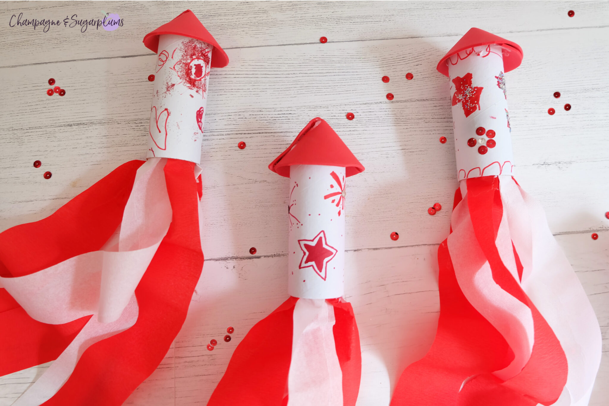 Fun Canada Day Rocket Windsock Kids Craft - Champagne and Sugarplums