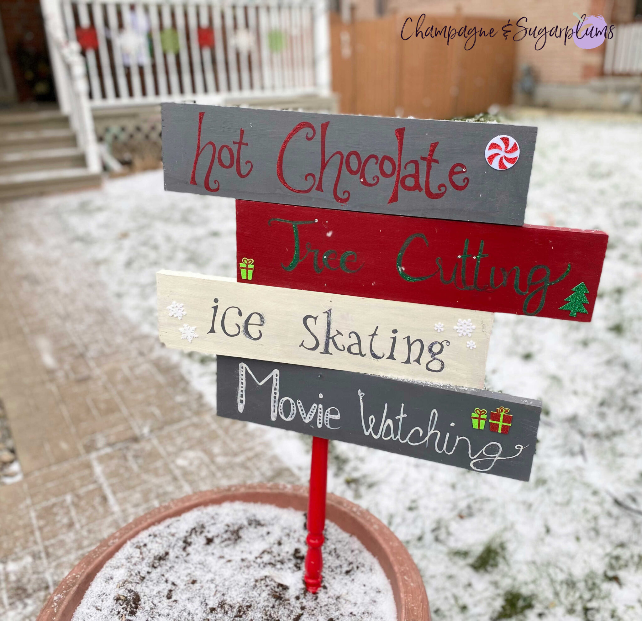 Personalized DIY Outdoor Christmas Wood Sign Post - Champagne and ...
