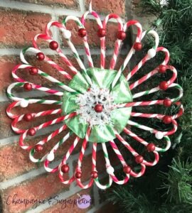 DIY Christmas Candy Cane Wreath - Champagne and Sugarplums