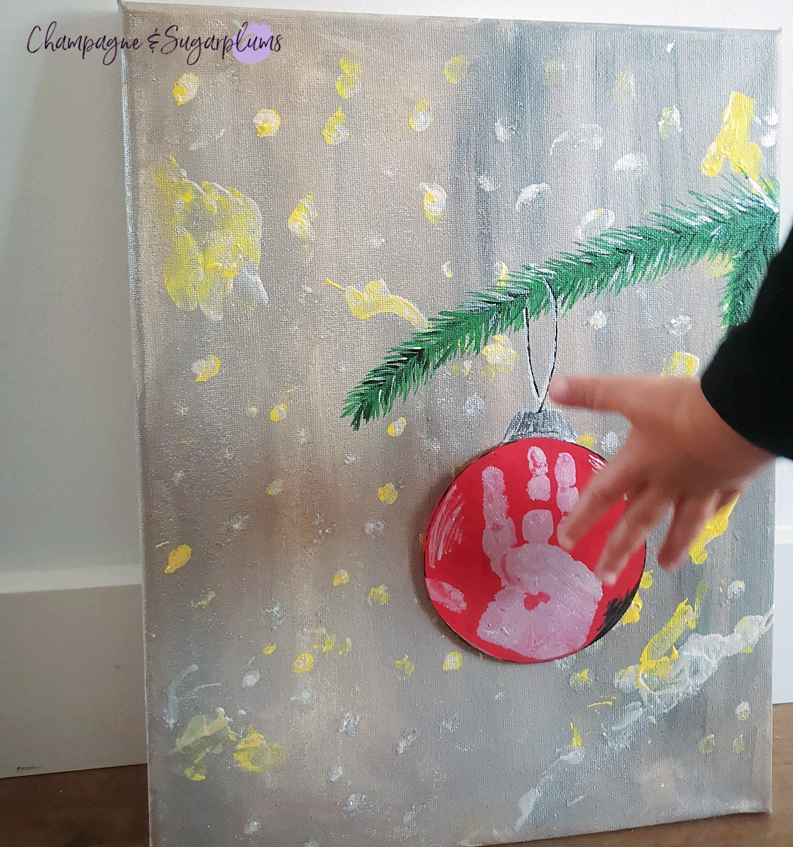 Handprint Christmas Art for Kids - Champagne and Sugarplums
