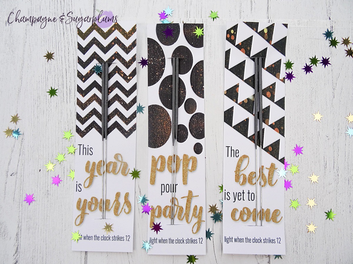 Sparkler Cards with Free Printable - Champagne and Sugarplums