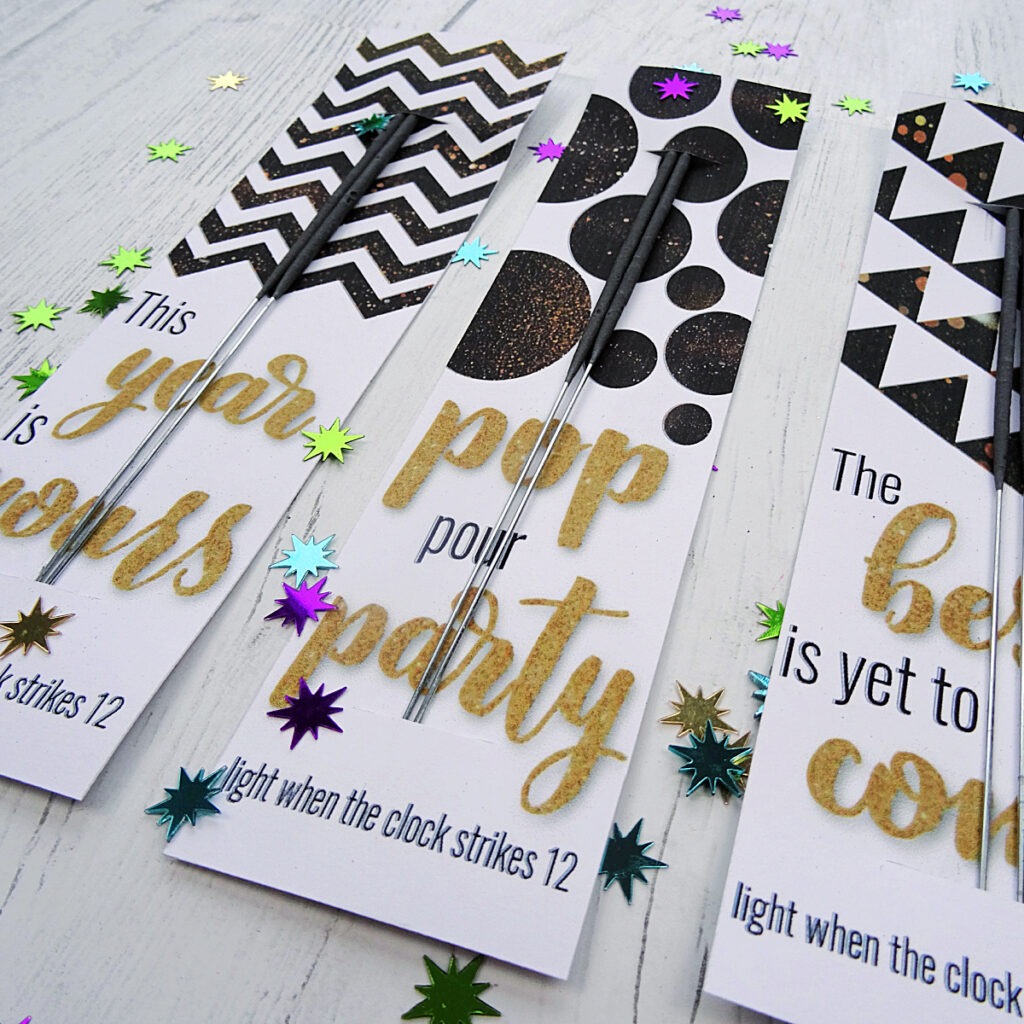 Sparkler Cards with Free Printable - Champagne and Sugarplums