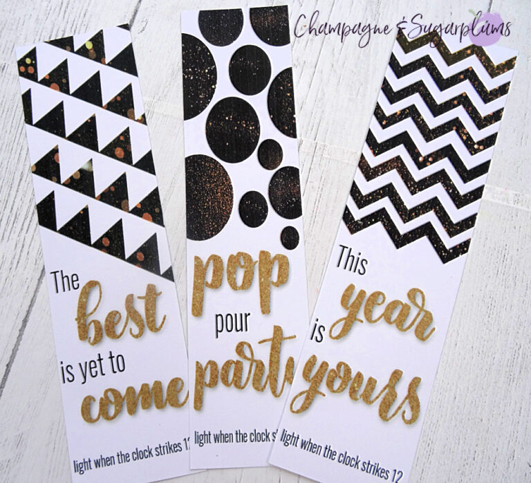 Sparkler Cards with Free Printable - Champagne and Sugarplums