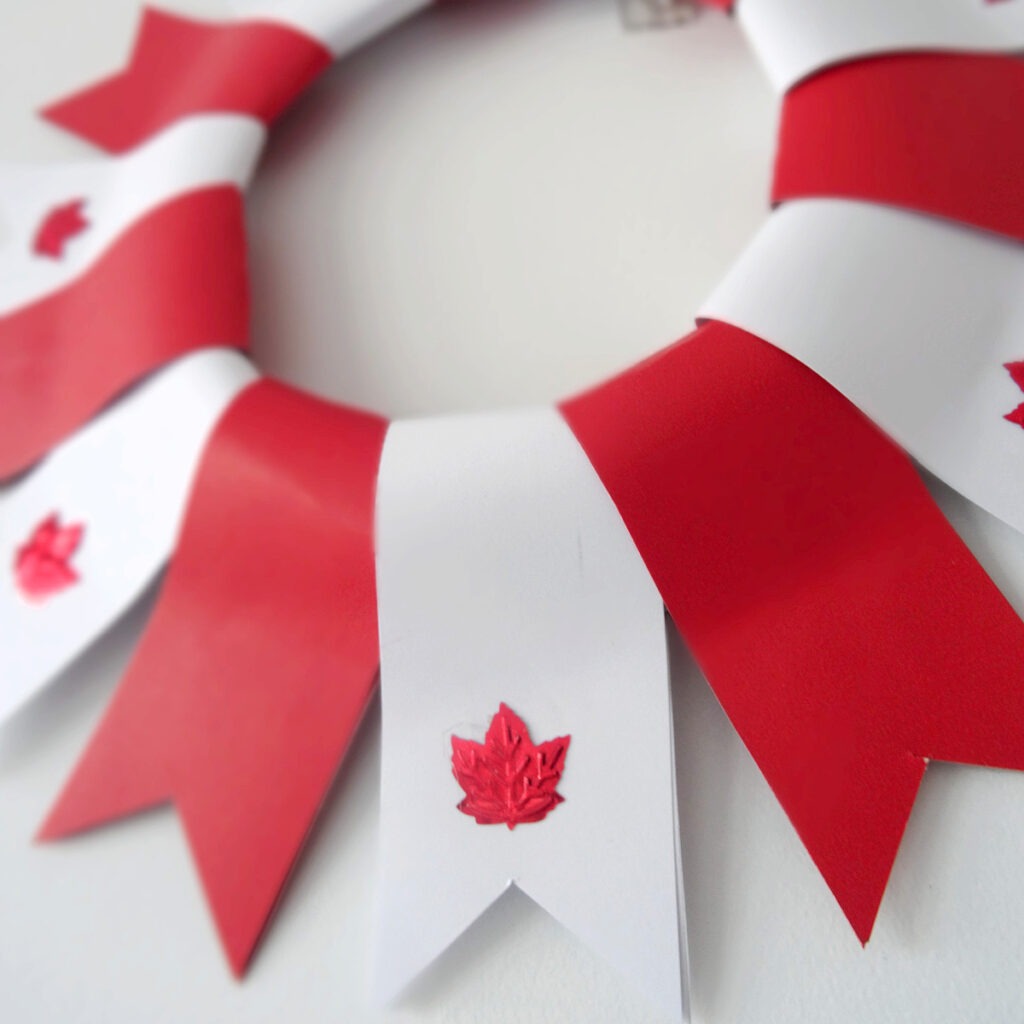 Canada Day Decoration - Paper Plate Wreath - Champagne and Sugarplums