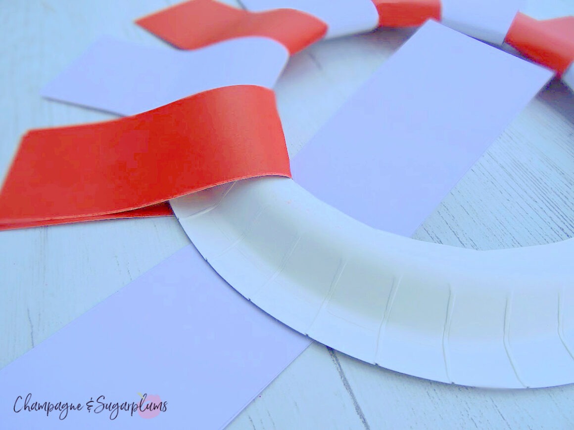 Canada Day Decoration - Paper Plate Wreath - Champagne and Sugarplums